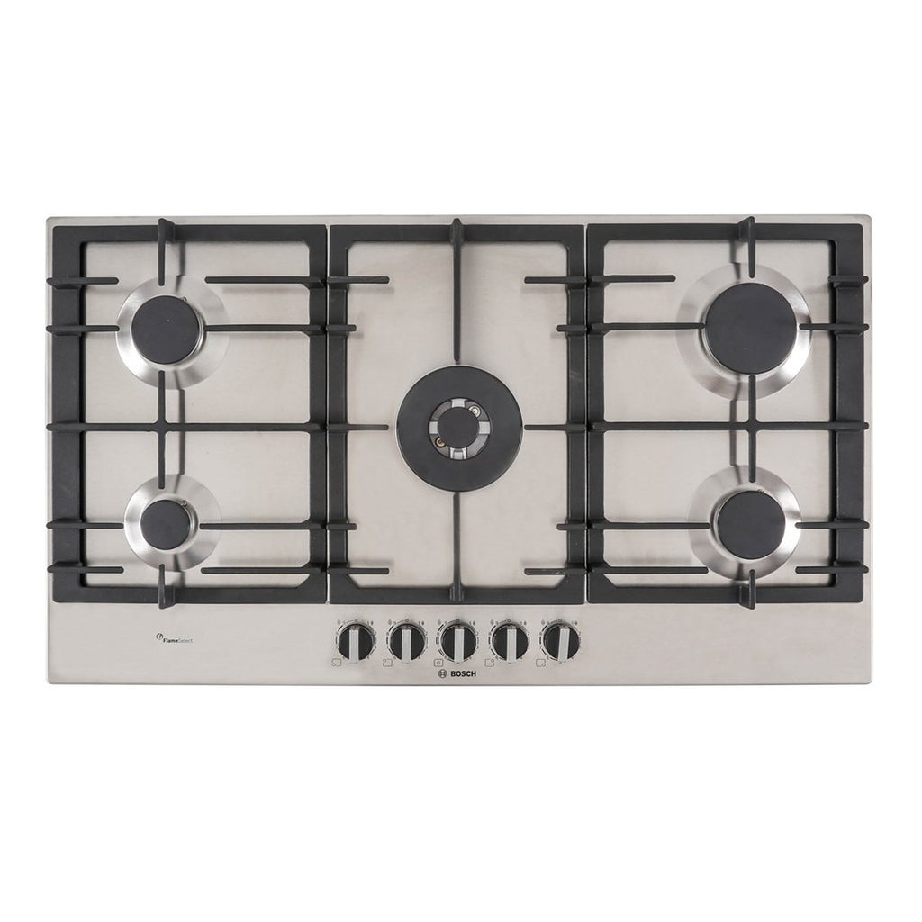 Bosch PCR9A5B90 90cm 5 Burner Gas Hob, Stainless Steel | Atlantic Electrics